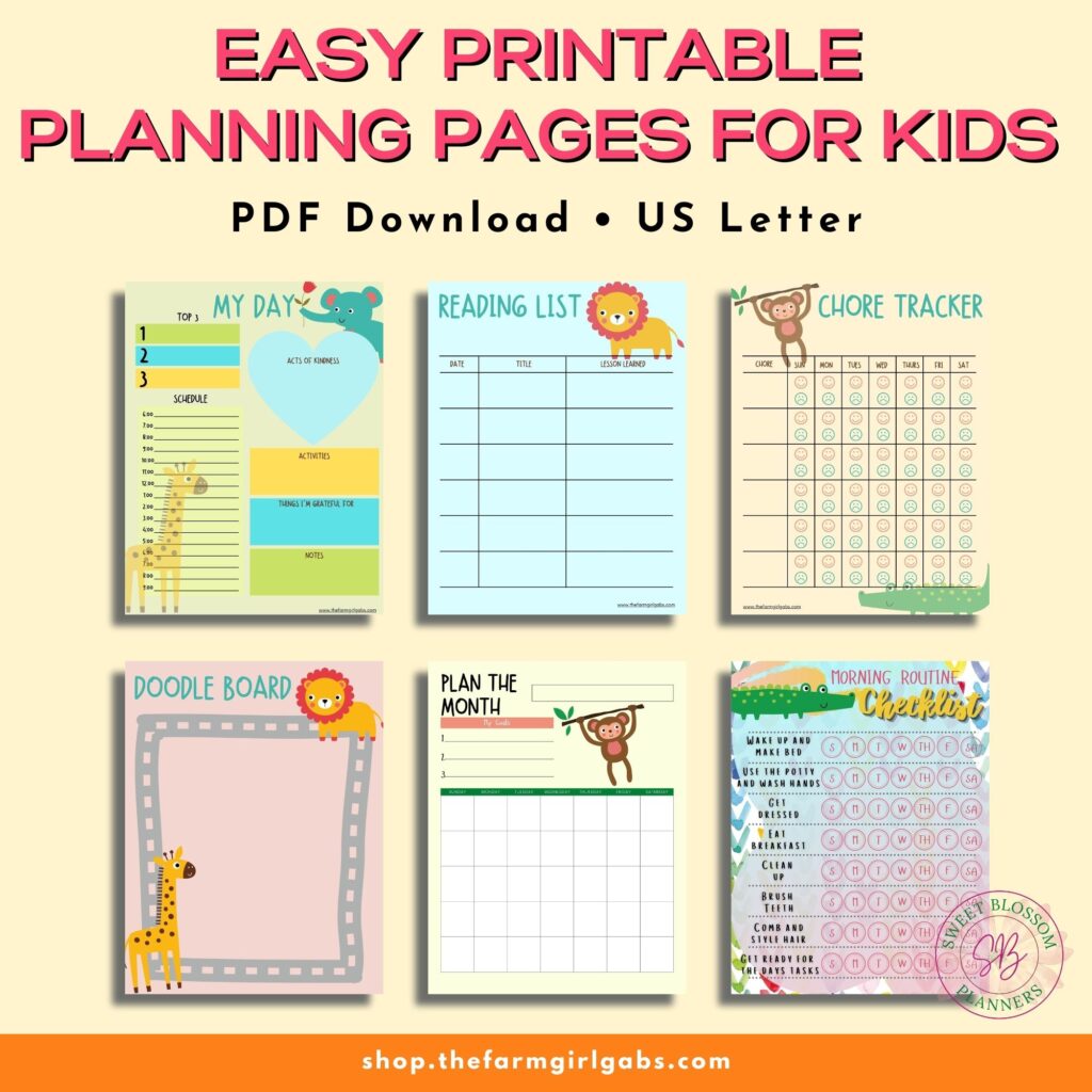 Kids Printable Planner – Farm Girl Designs