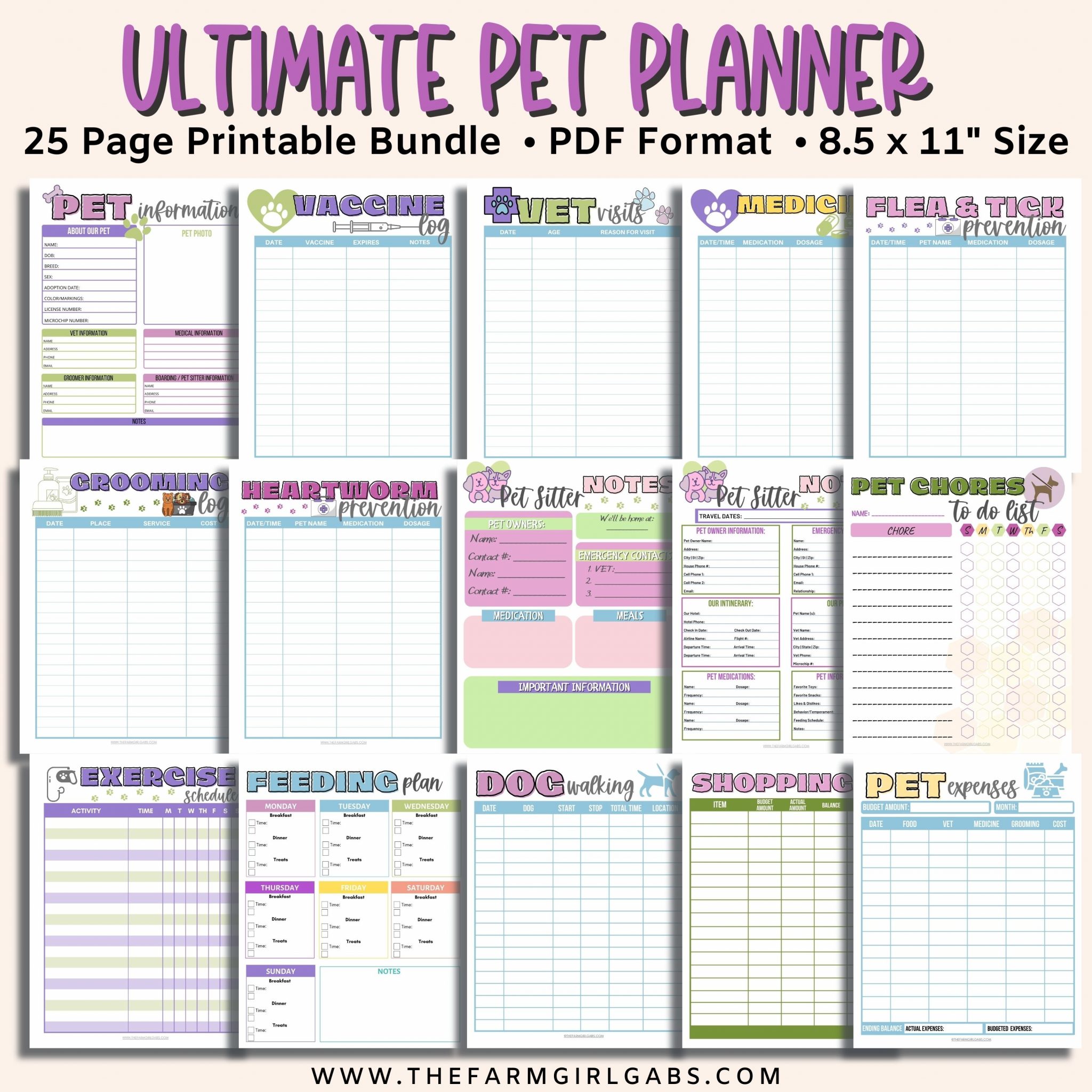 Pet Care Planner – Farm Girl Designs